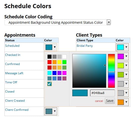 Editing Schedule Colors