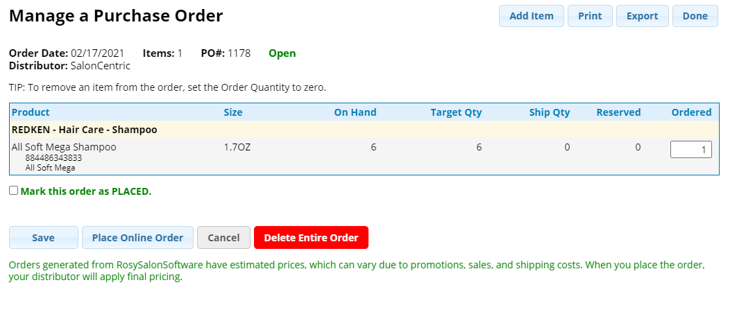 Placing an Integrated Online Order