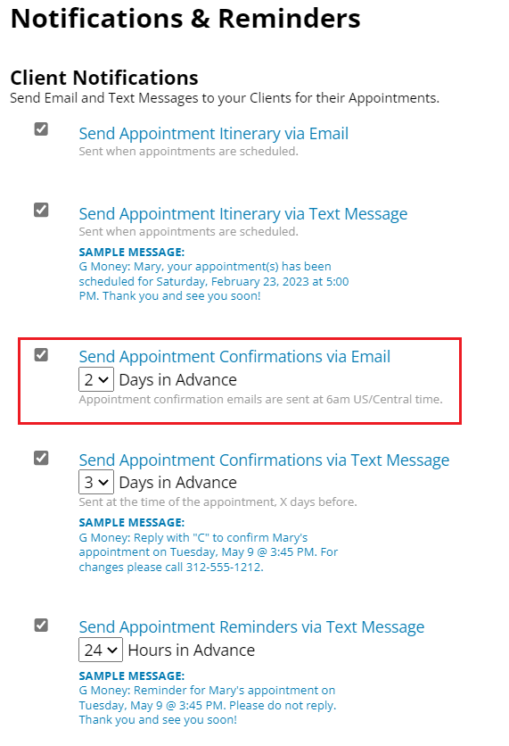 Appointment Confirmations and Reminders