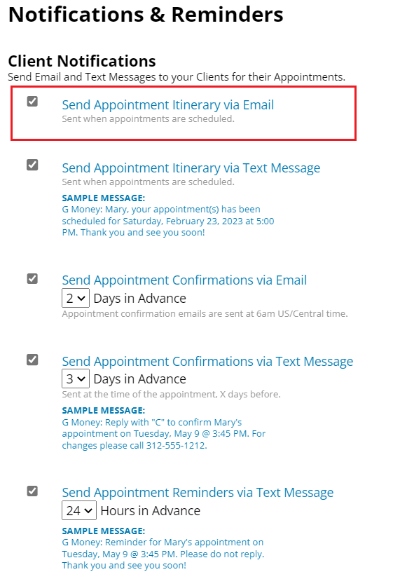 Appointment Confirmations and Reminders