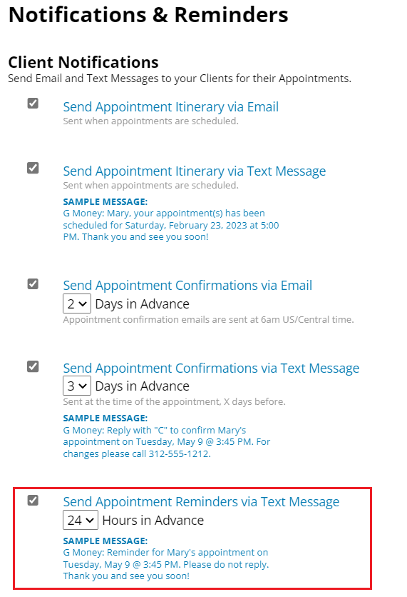 Appointment Confirmations and Reminders